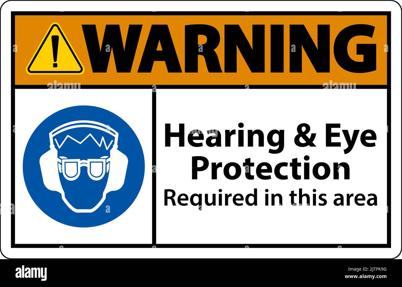 Warning Hearing and Eye Protection Sign On White Background Stock ...