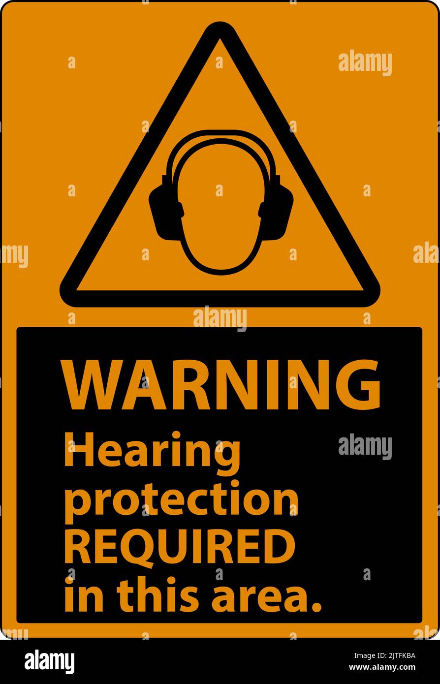 Warning Hearing Protection Required Sign On White Background Stock ...