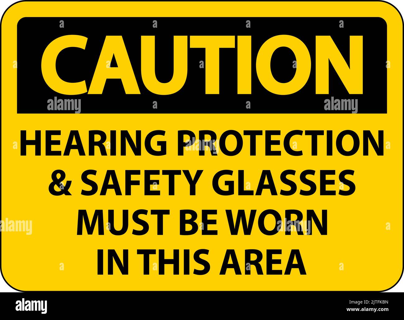 Caution Hearing Protection And Safety Glasses Sign On White Background ...