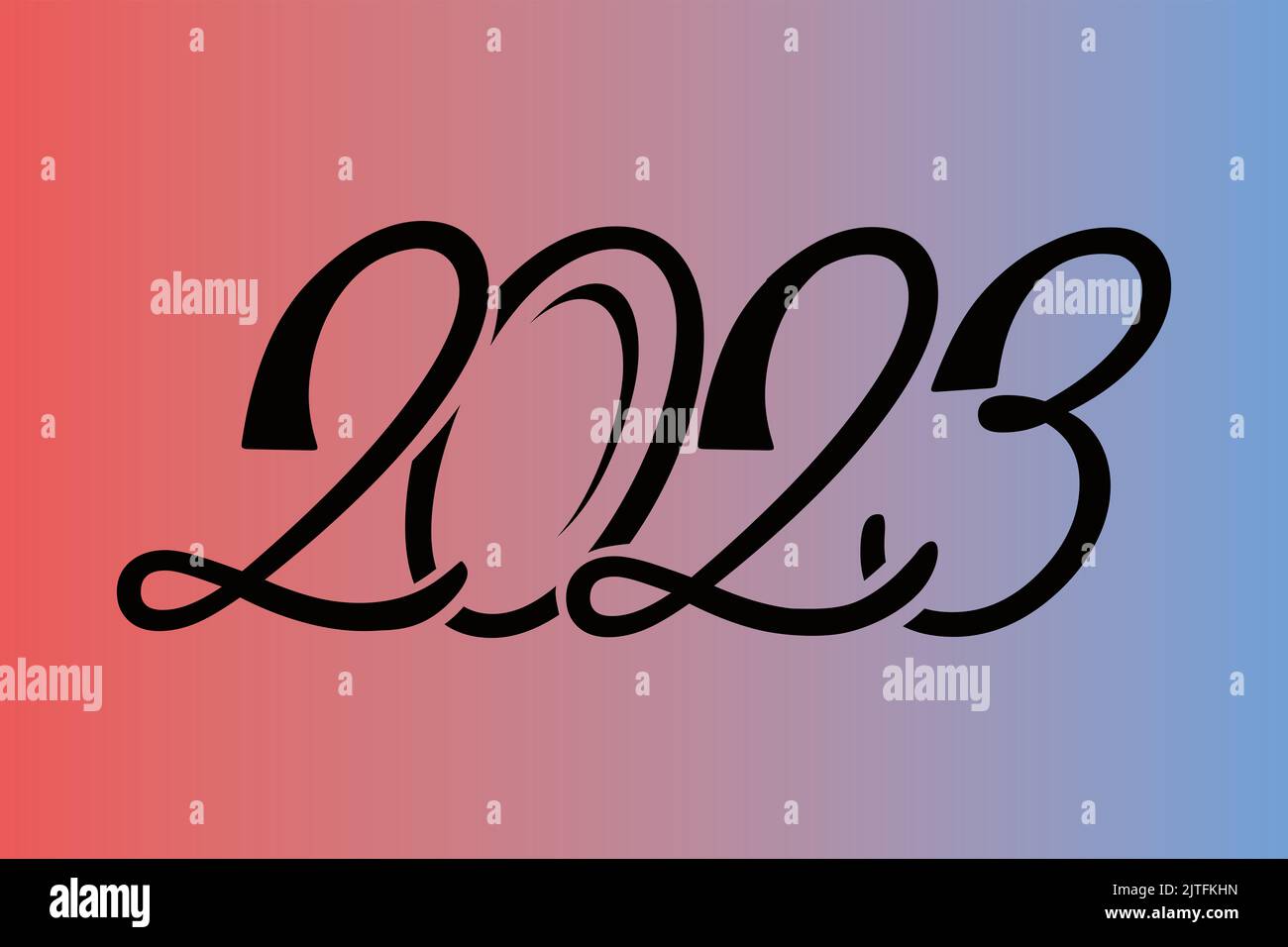 An illustration of black 2023 on a red to blue gradient background ...