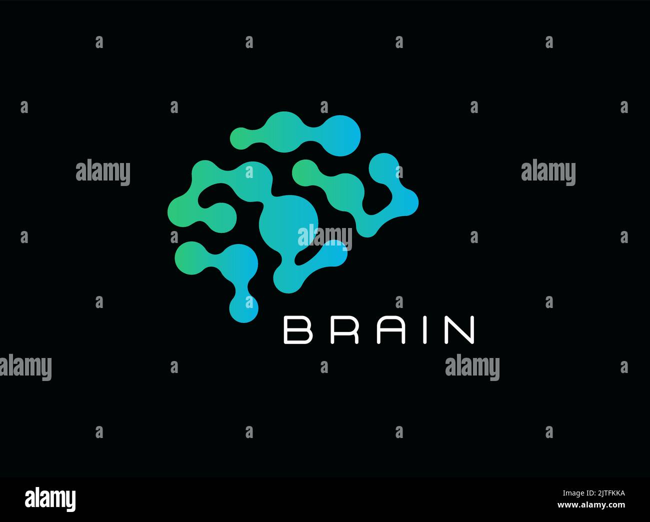 Abstract brain logo template, connected balls vector logo concept for ...