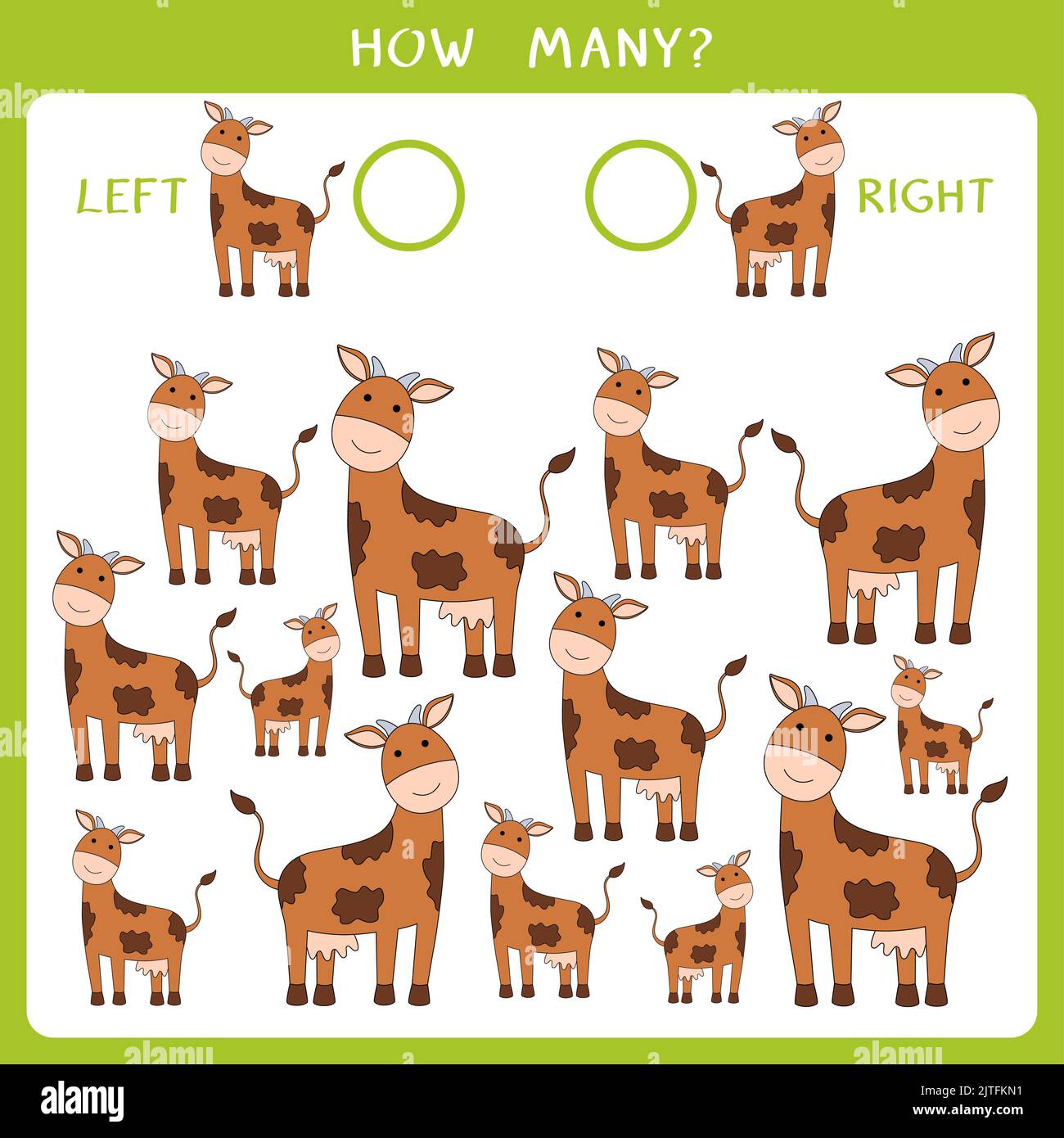 Count how many cows go to the left and to the right and write the ...