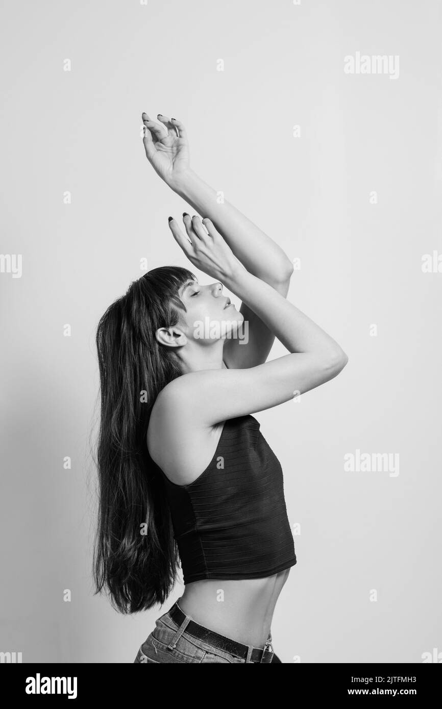 fashion artistic model dramatic motion flexible Stock Photo - Alamy