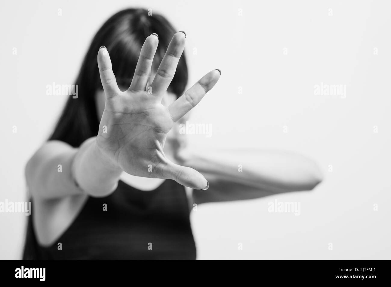 stop violence rejection denial gesture woman hand Stock Photo - Alamy