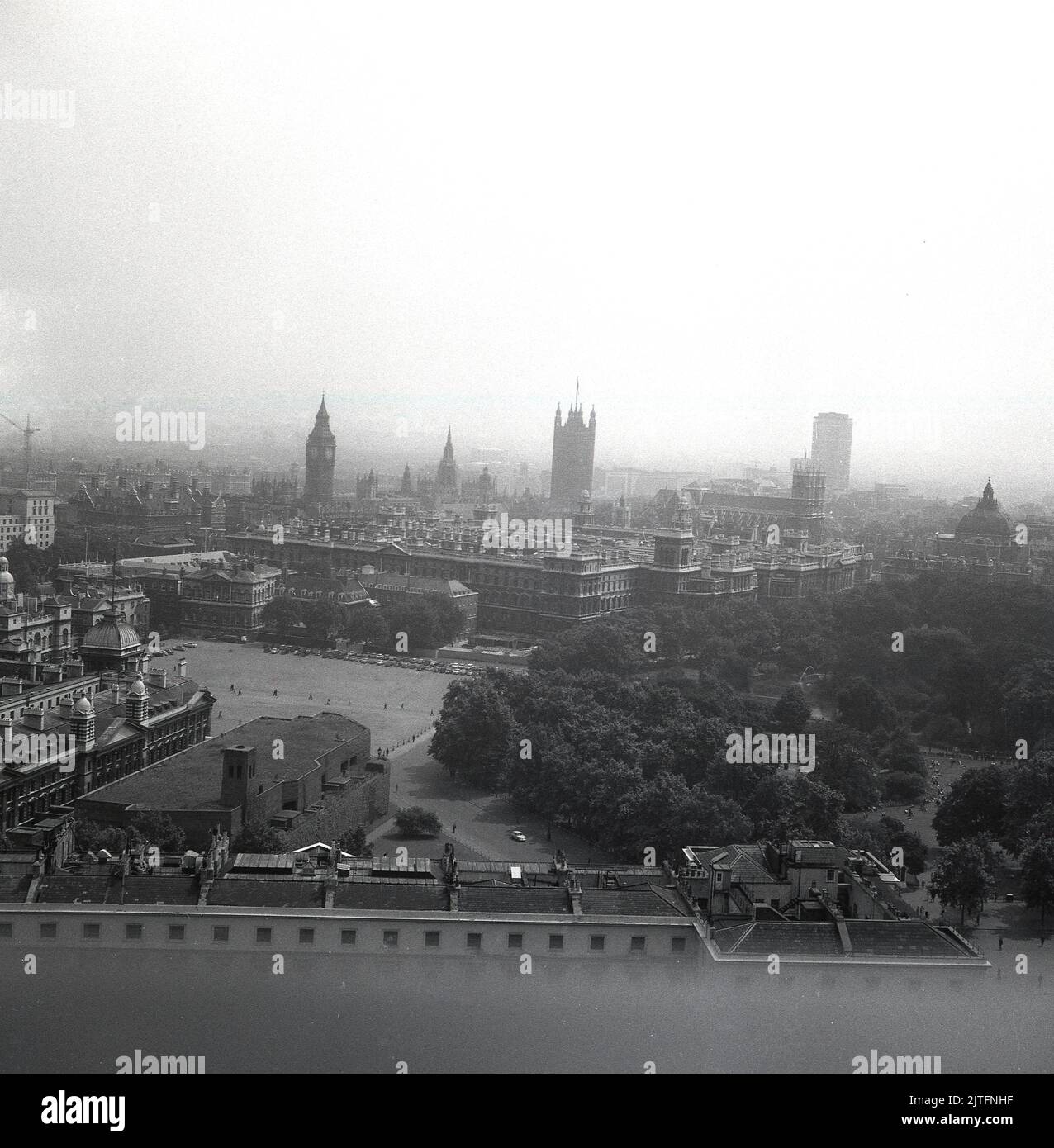 1963, historical, a view over Whitehall, London, England, as seen from ...