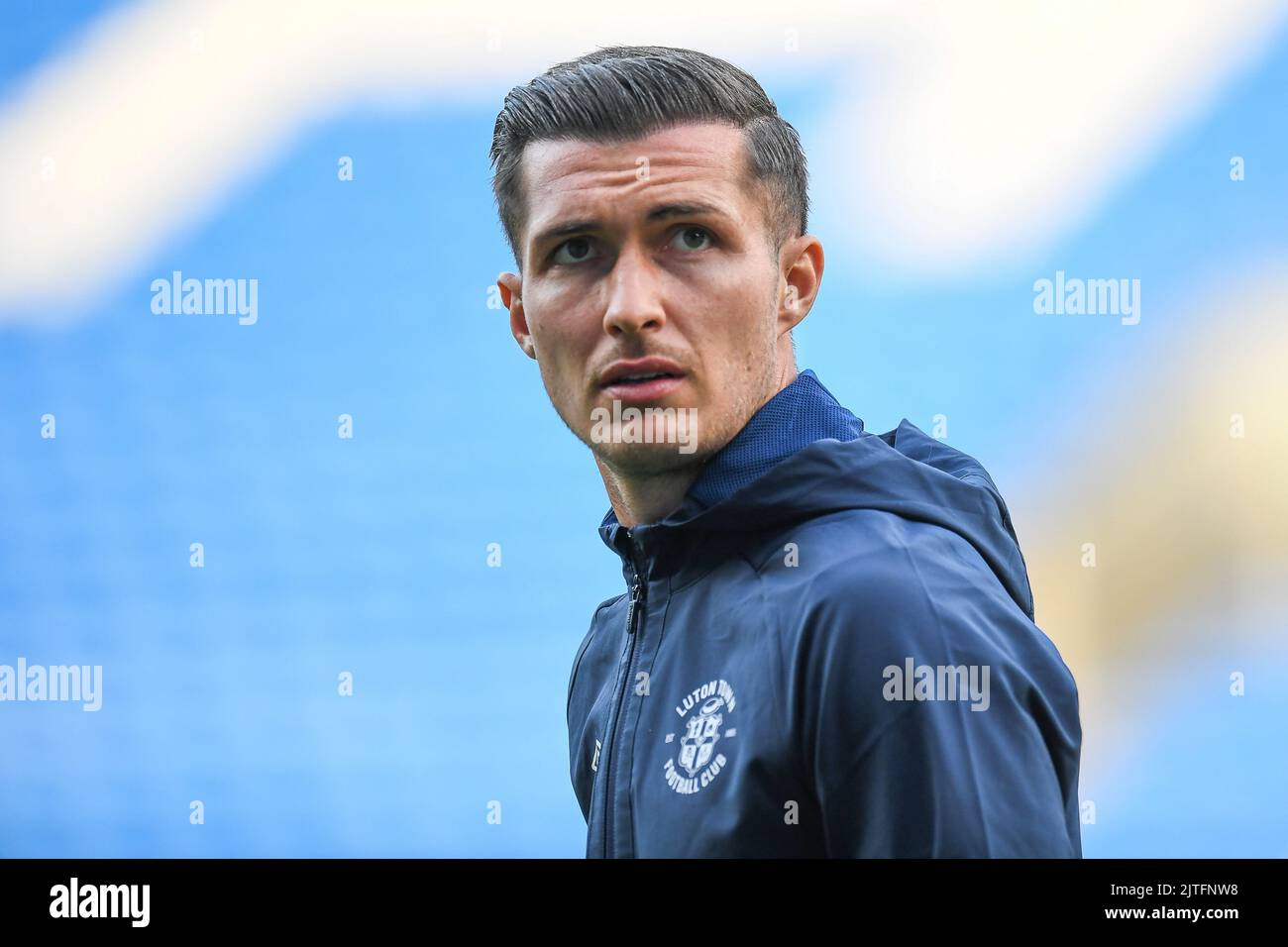 Dan Potts #3 of Luton Town pre match pitch inspection Stock Photo - Alamy