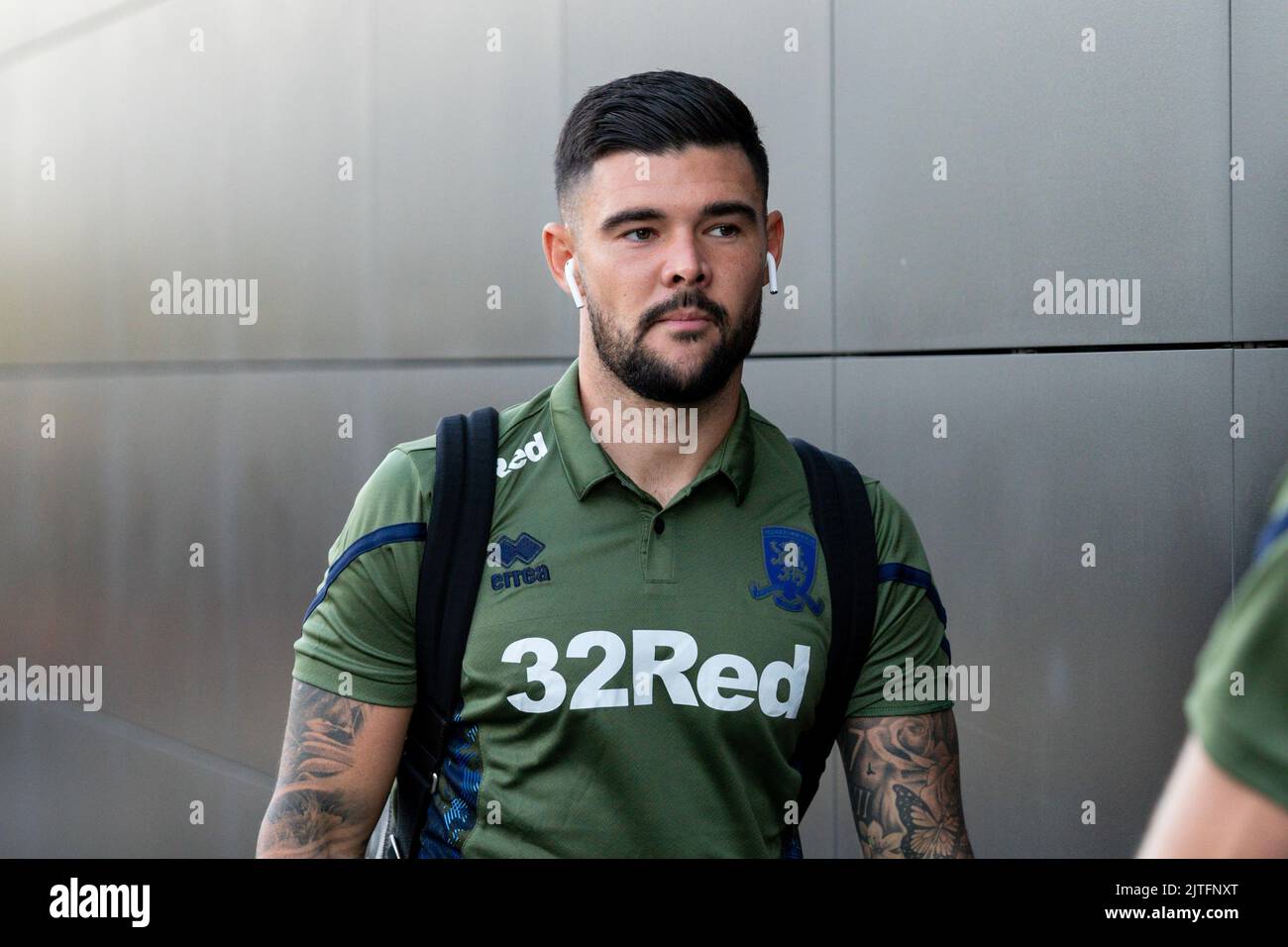 Alex Mowatt #4 of Middlesbrough arrives Vicarage Road Stock Photo - Alamy