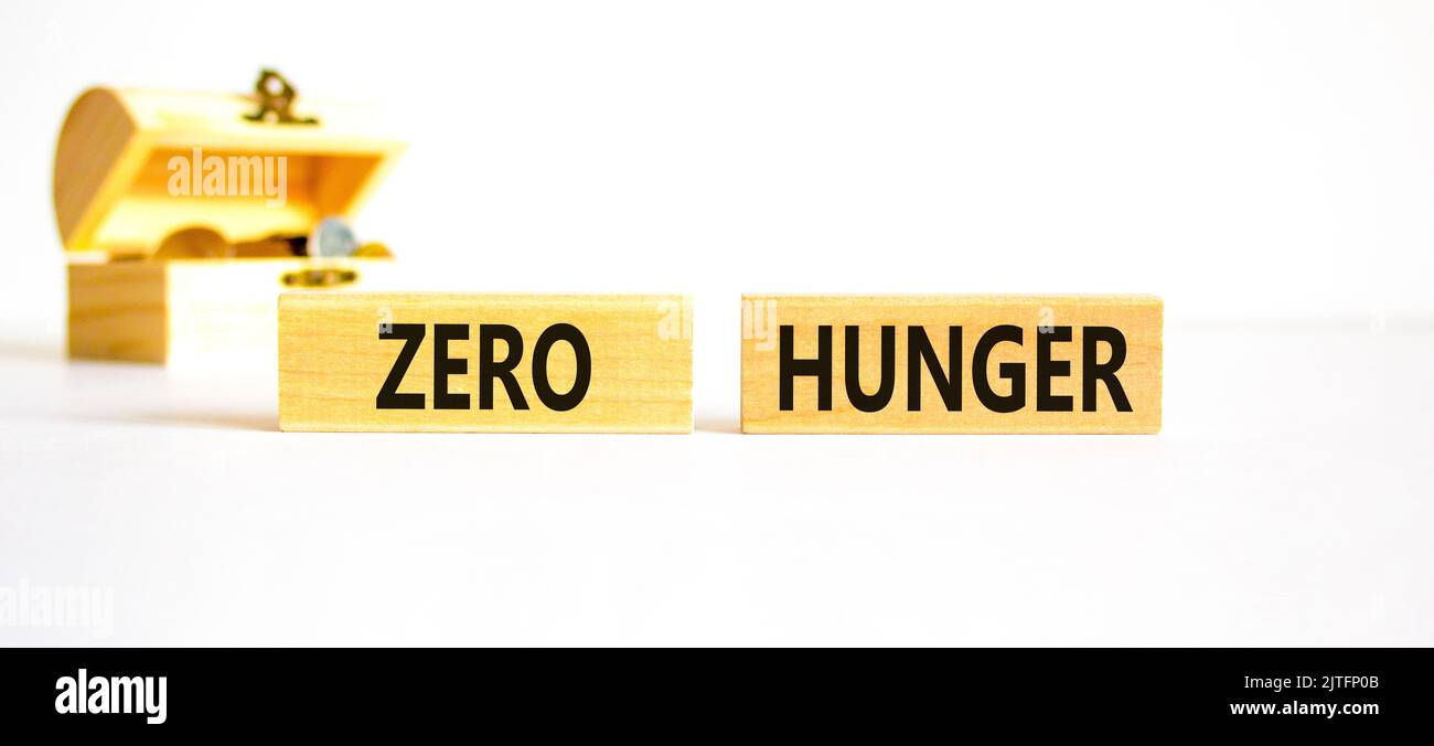 Zero hunger symbol. Concept words Zero hunger on wooden blocks on a ...