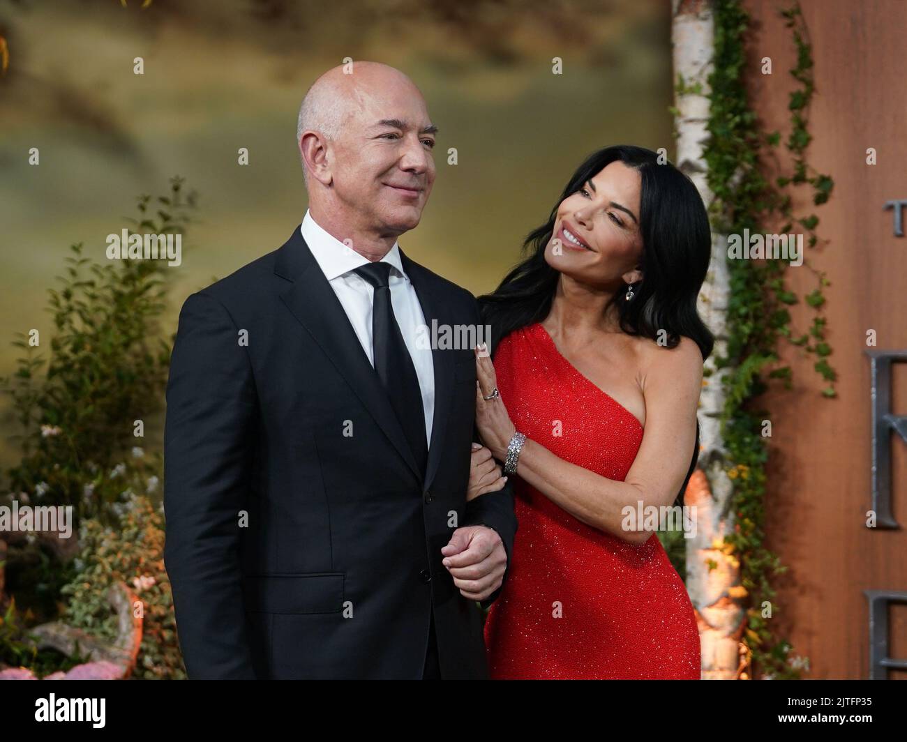 Jeff Bezos and Laura Sanchez attending the global premiere of The Lord ...