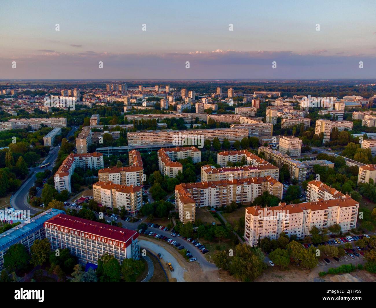 Aerial overview photo of city residential buildings Stock Photo - Alamy