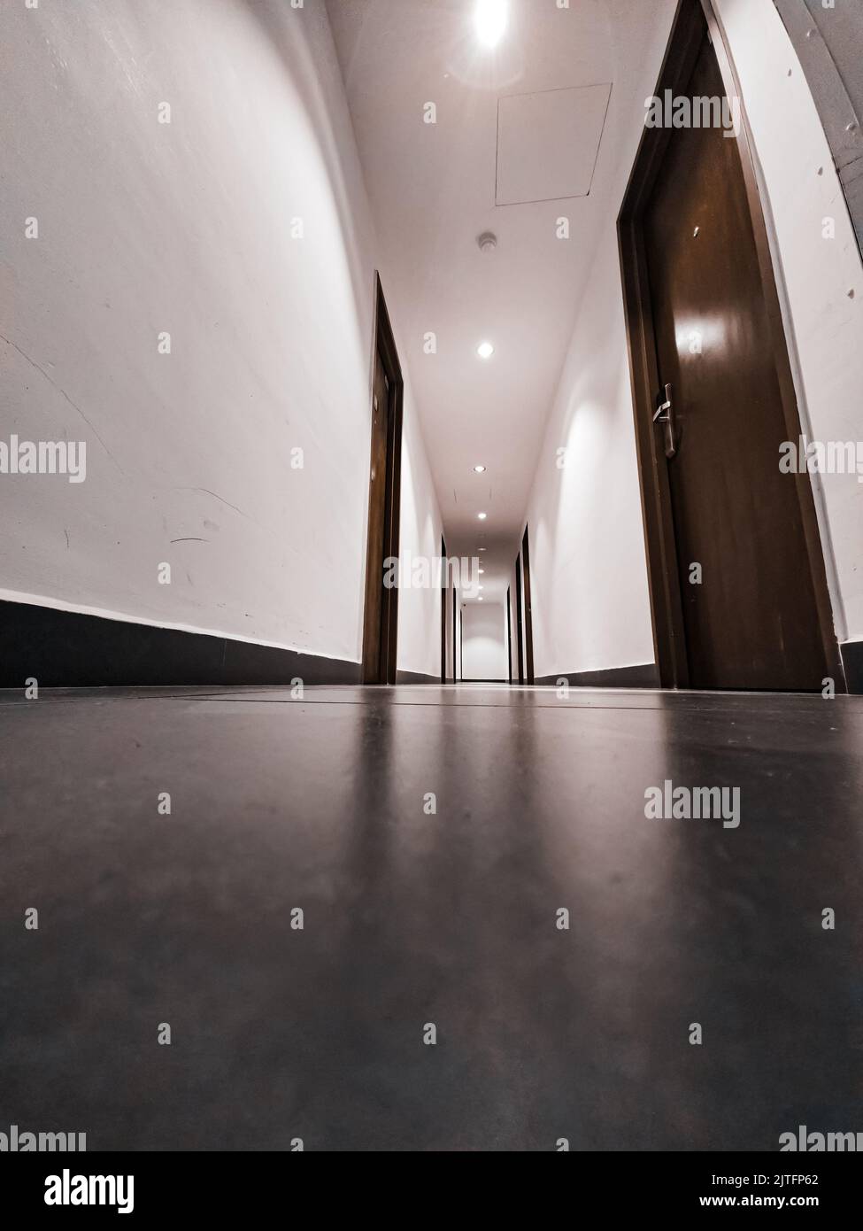 The interior of a simple minimalist hotel corridor Stock Photo - Alamy