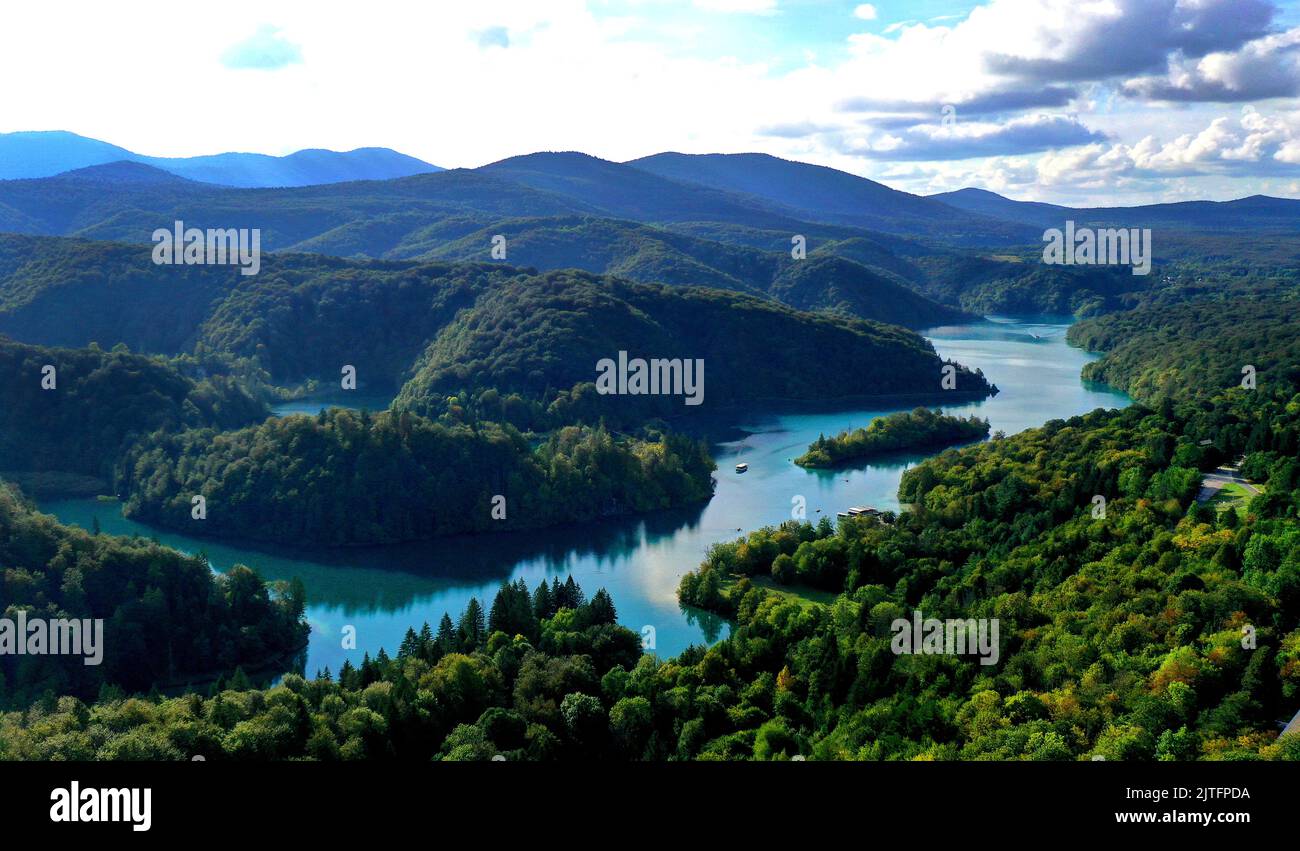Plitvice Lakes, Croatia. Nacionalni park Plitvicka jezera. Plitvice Lakes National Park. Aerial ...