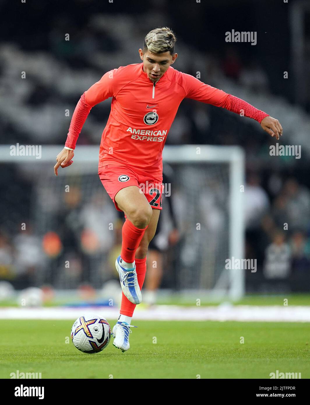 Brighton and Hove Albion's Julio Enciso warms up before the Premier ...