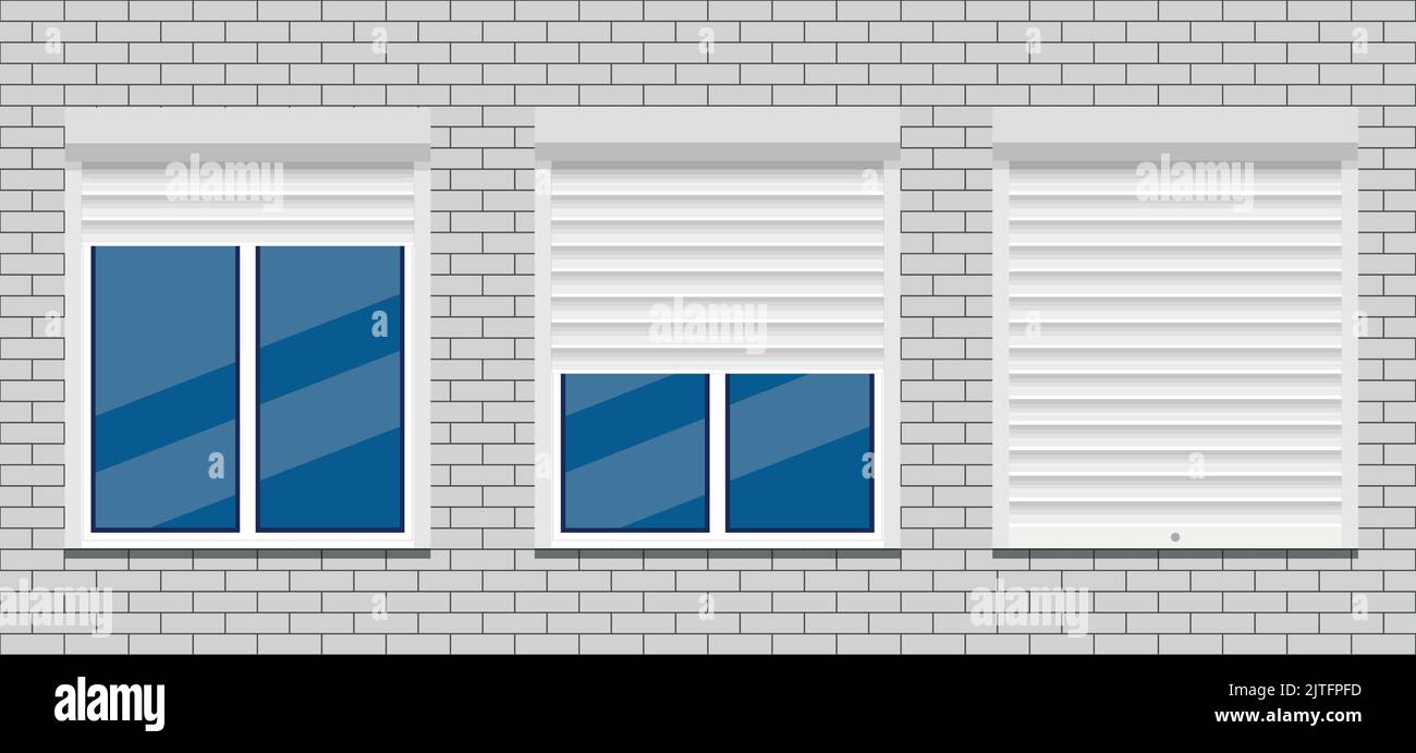 Window with rolling shutters vector flat design. Eps 10 Stock Vector ...