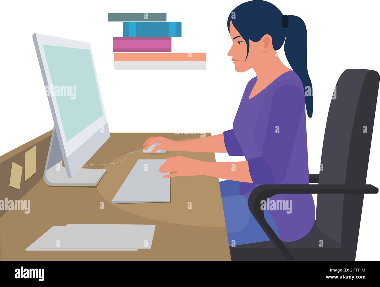 An avatar of a freelance woman on laptop illustration stock vector ...