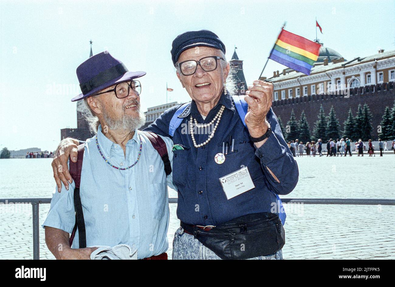 July 29, 1991, Moscow Russia: John Burnside and Harry Hay celebrate ...