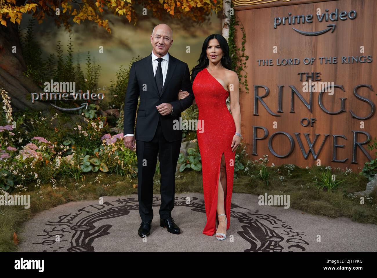 Jeff Bezos and Laura Sanchez attending the global premiere of The Lord ...