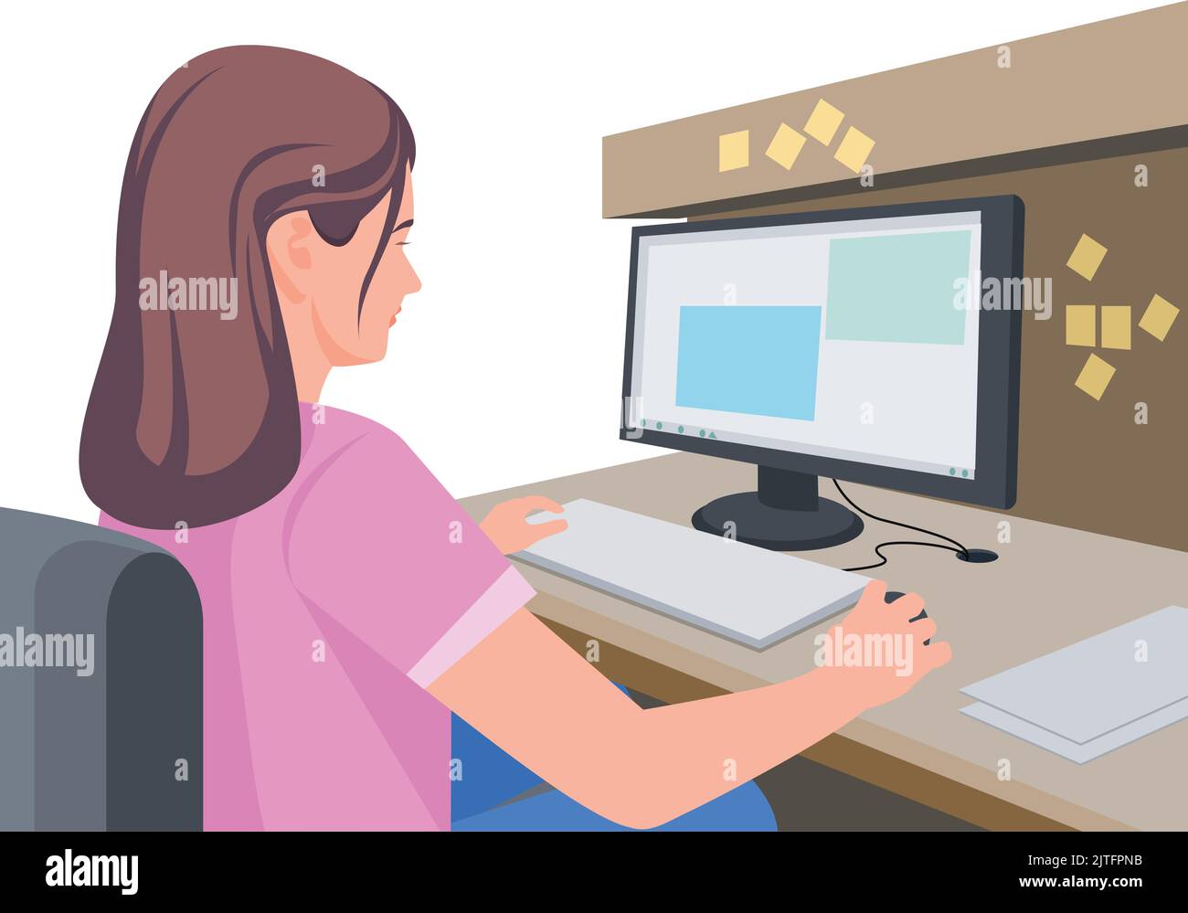 An avatar of a freelance woman on laptop illustration stock vector ...