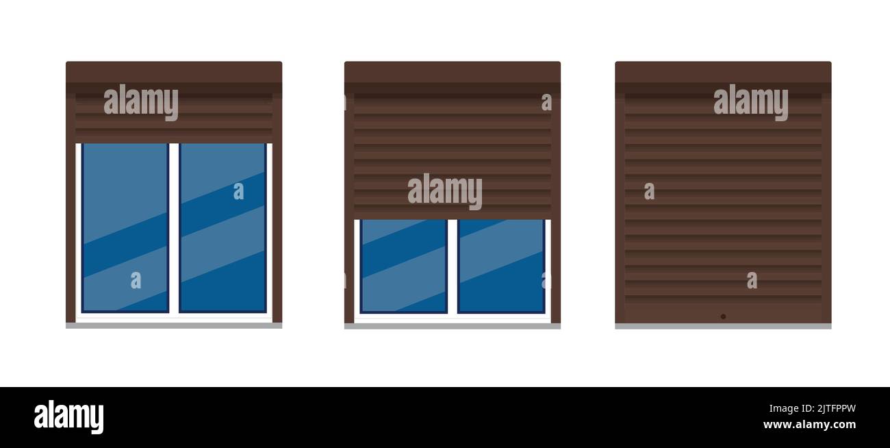 Window with rolling shutters vector flat design. Eps 10 Stock Vector ...