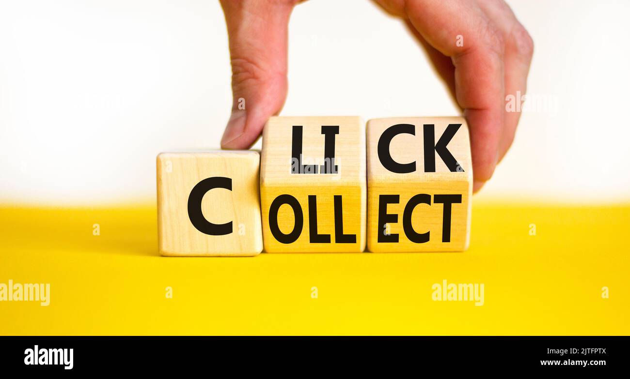 Click and collect symbol. Concept words Click and Collect on wooden ...
