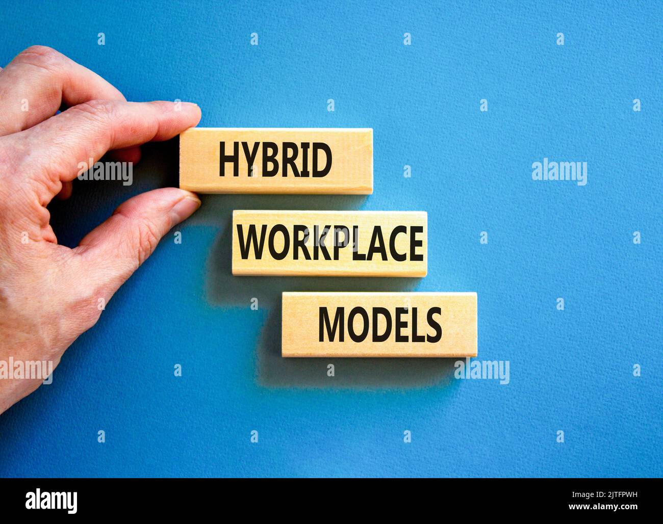 Hybrid workplace models symbol. Concept words Hybrid workplace models ...