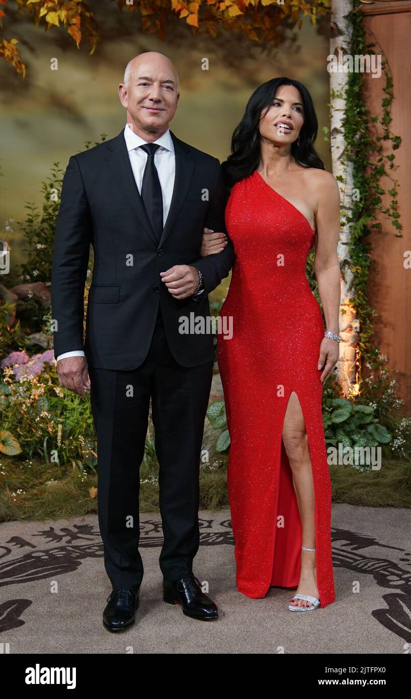 Jeff Bezos and Laura Sanchez attending the global premiere of The Lord ...