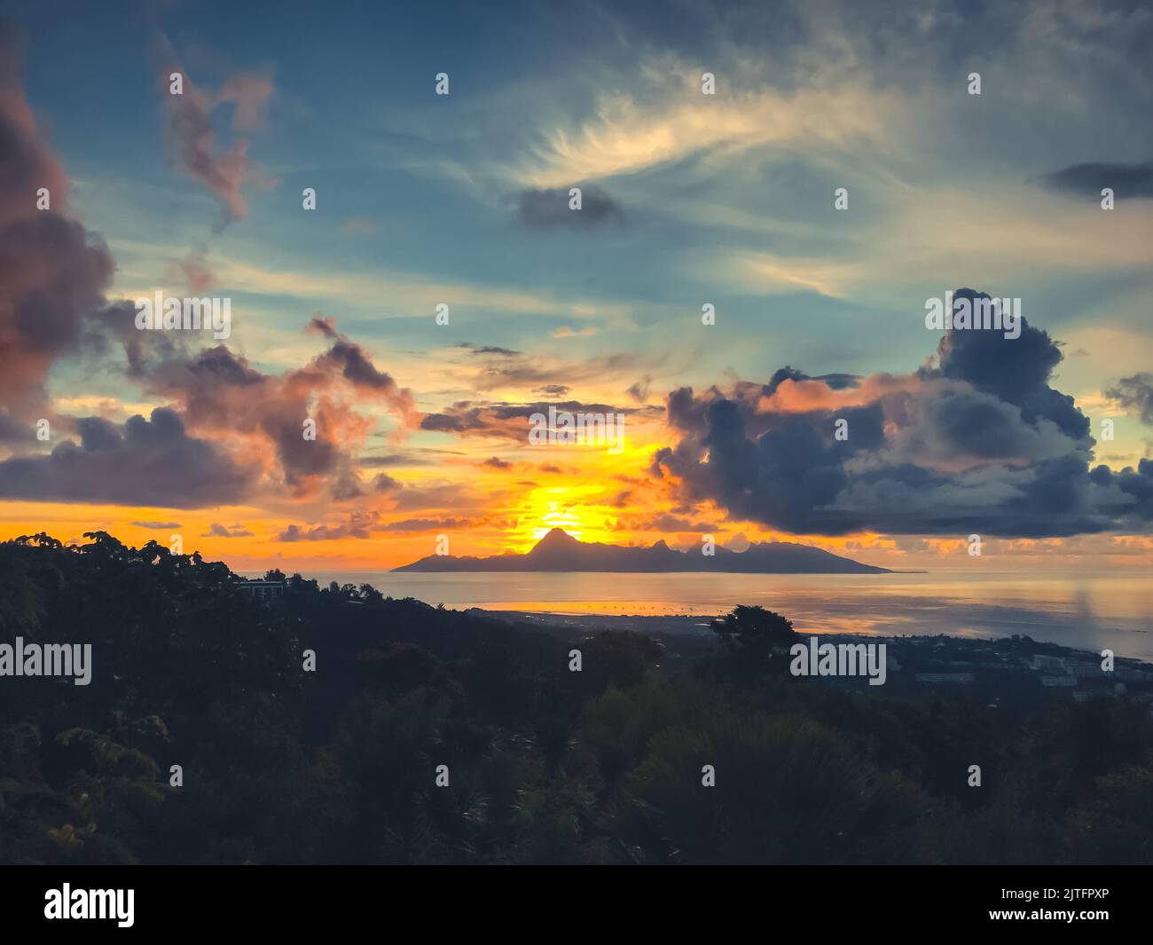 Sunset nature landscape. Amazing natural summer scenery. Impressive ...