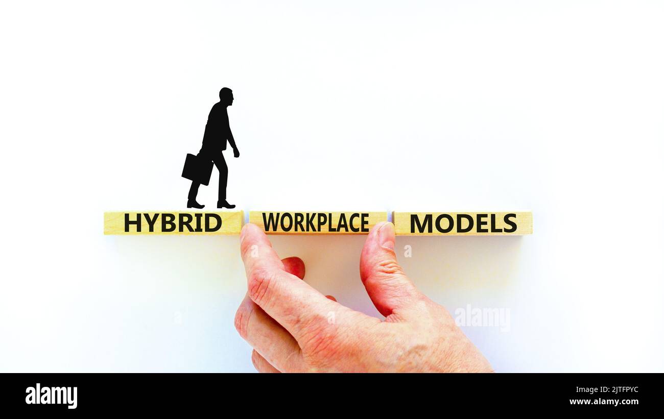 Hybrid workplace models symbol. Concept words Hybrid workplace models ...