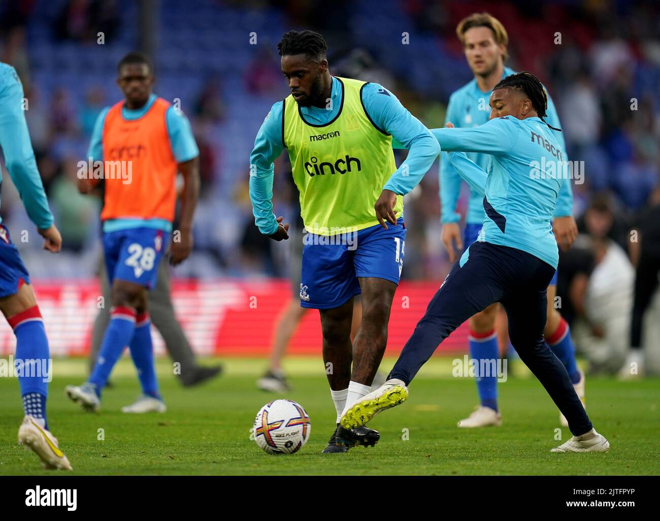 Crystal Palace's Jeffrey Schlupp warms up ahead of the Premier League ...