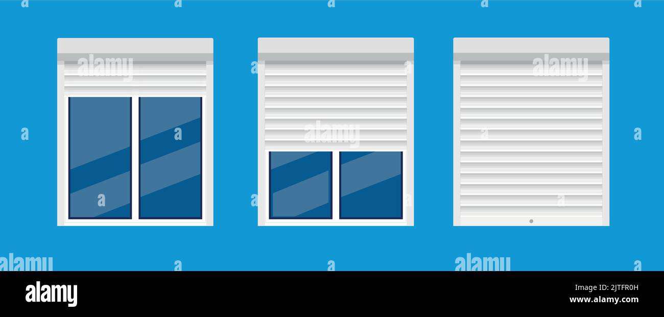 Window with rolling shutters vector flat design. Eps 10 Stock Vector ...