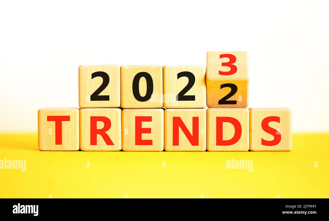 2023 trends new year symbol. Turned a wooden cube and changes words ...