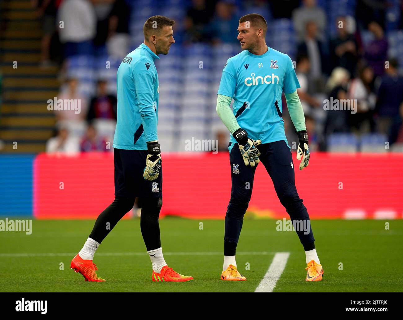 Crystal Palace goalkeeper Vicente Guaita and Sam Johnstone ahead of the ...