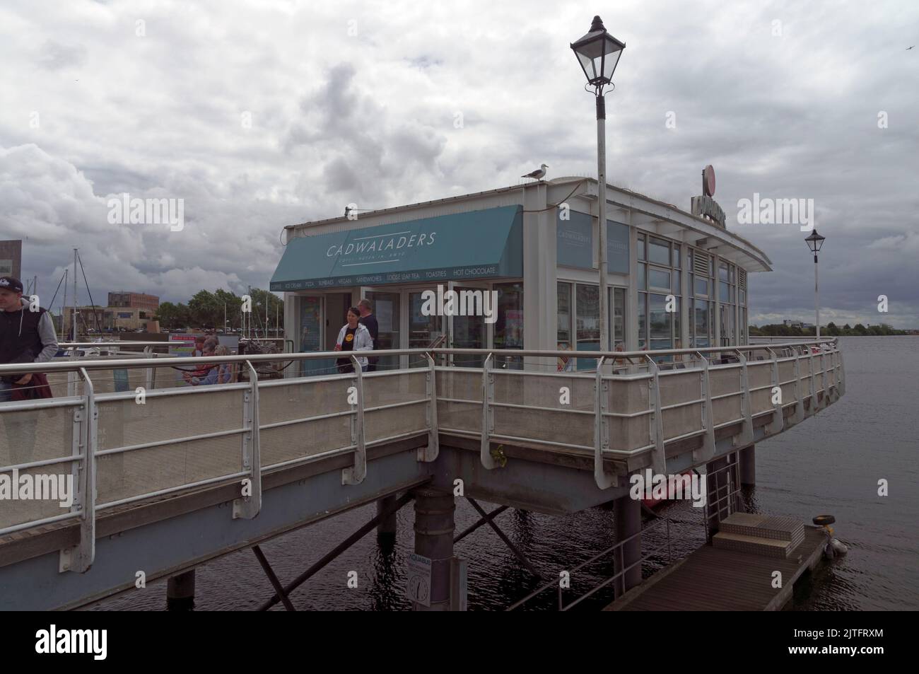 Cadwalader's famous ice cream shop on a pier at Cardiff Bay 2022 Stock ...