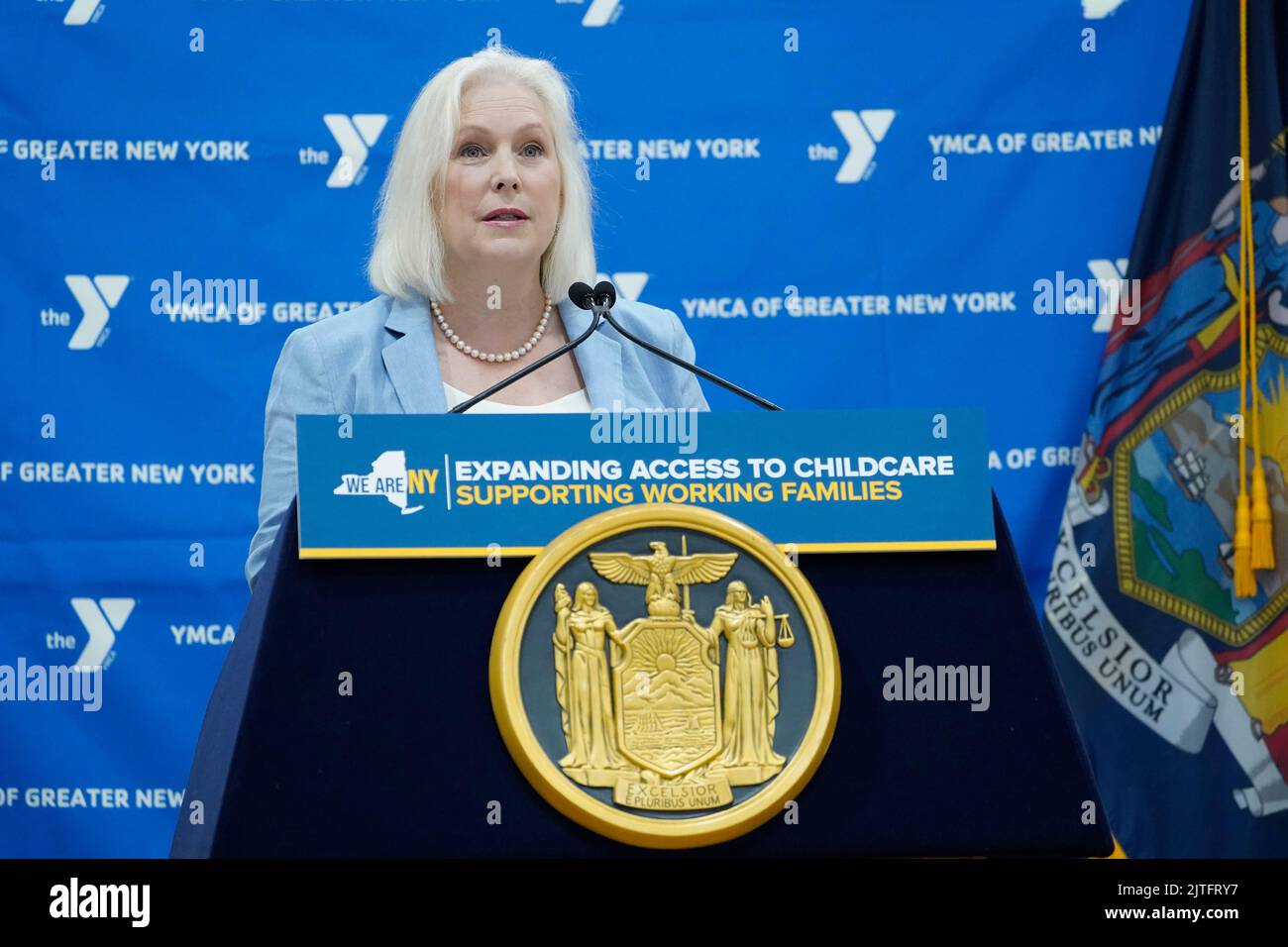 Senator Kirsten Gillibrand (D-NY) peaks about the “second round of ...