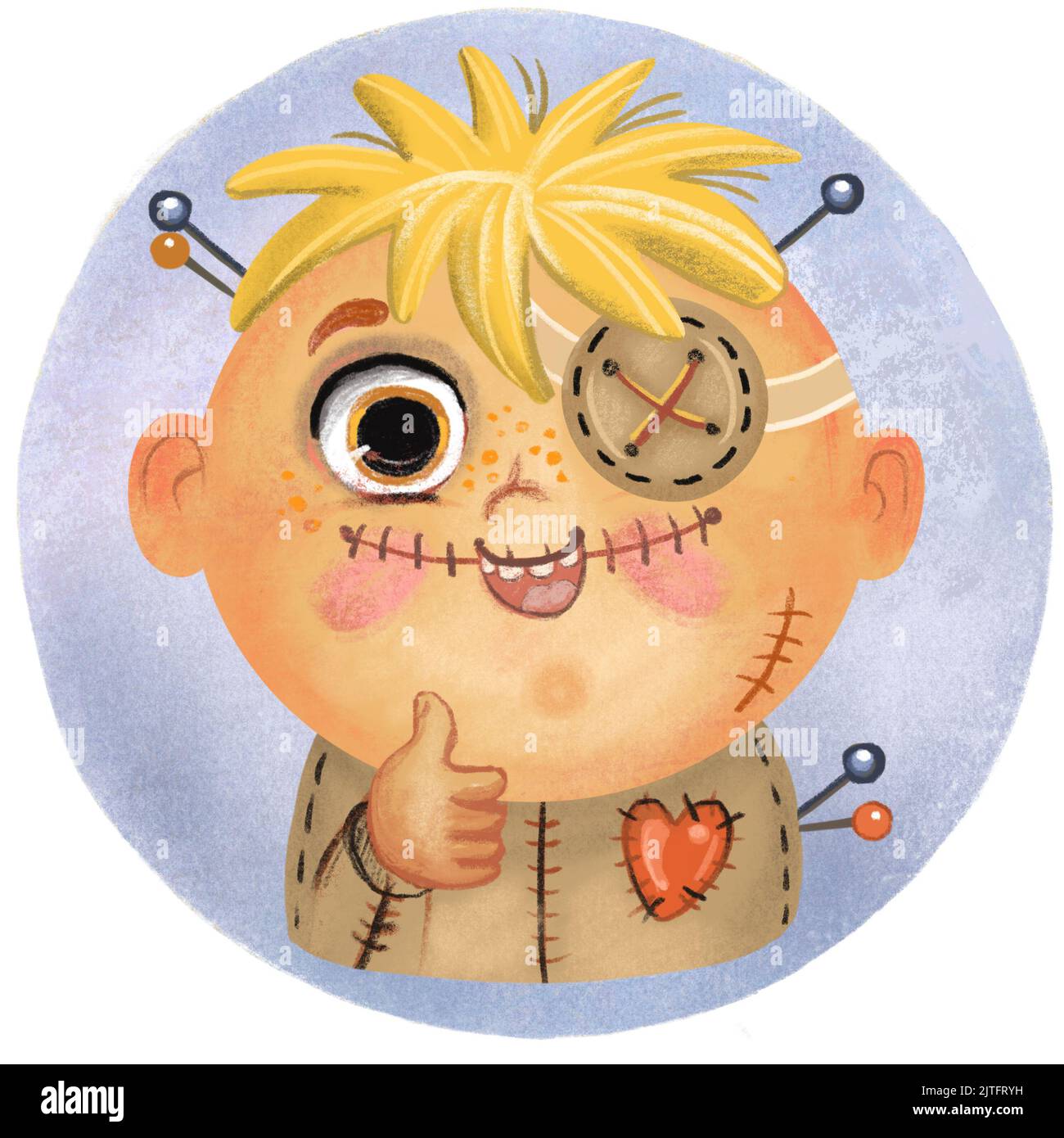 Portrait of a happy cute little kid boy in a Voodoo costume looking ...