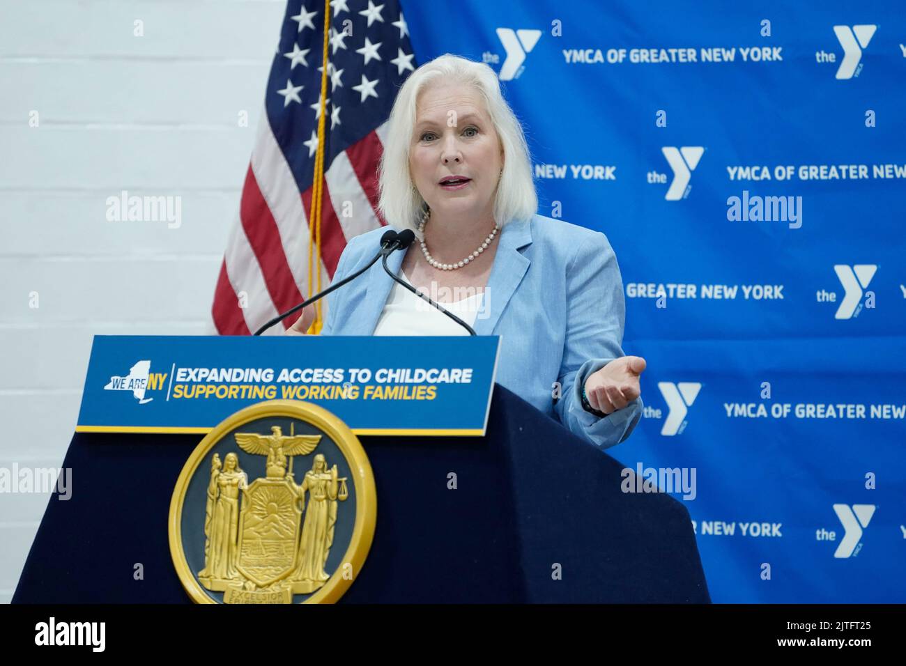 Senator Kirsten Gillibrand (D-NY) peaks about the “second round of ...