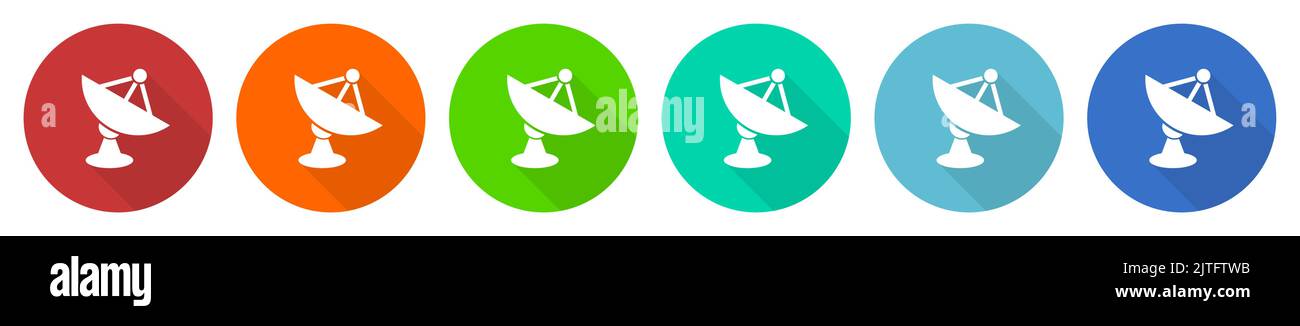 Antenna, satellite, dish, radar icon set, flat design vector ...