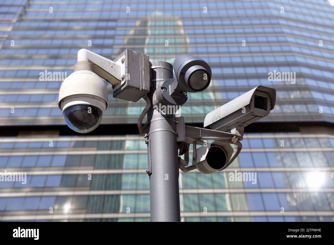 closed circuit camera Multi-angle CCTV system on the background of a ...