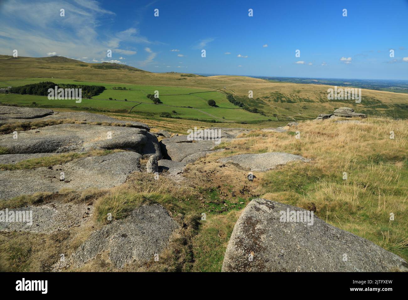 View from edge of Belstone tor towards Yes tor and West mill tor ...