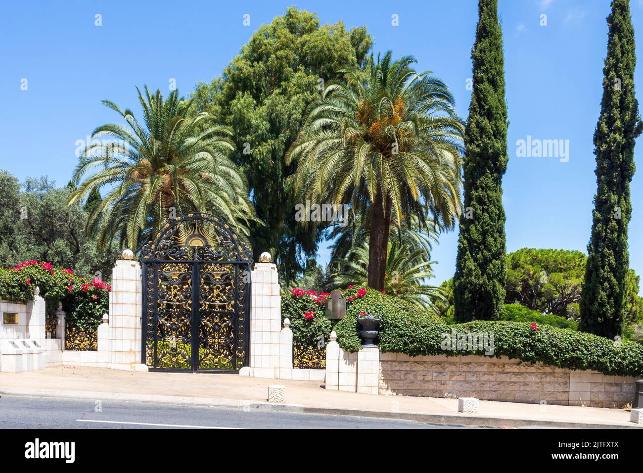 Haifa, Israel, July 12, 2022 : The decorative metal gate at the ...