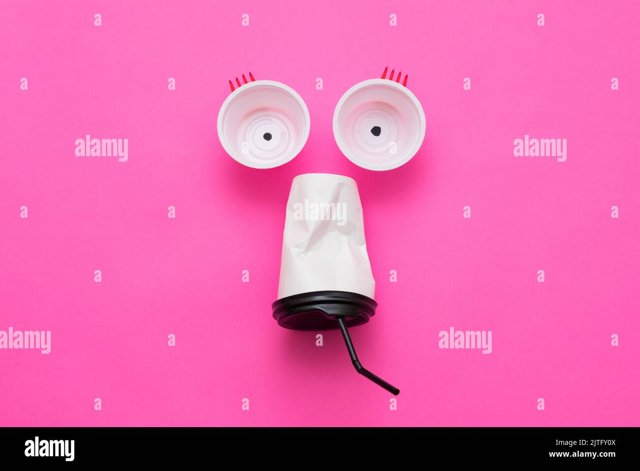 ecology problem scared garbage monster face Stock Photo - Alamy