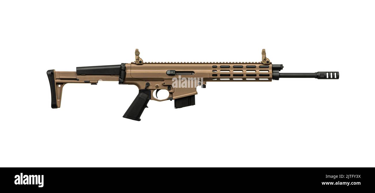 Modern automatic rifle in coyote color. Weapons for police, special ...