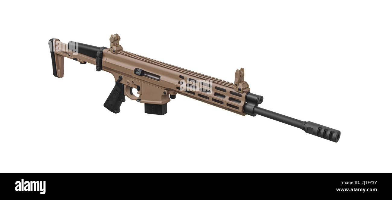 Modern automatic rifle in coyote color. Weapons for police, special ...