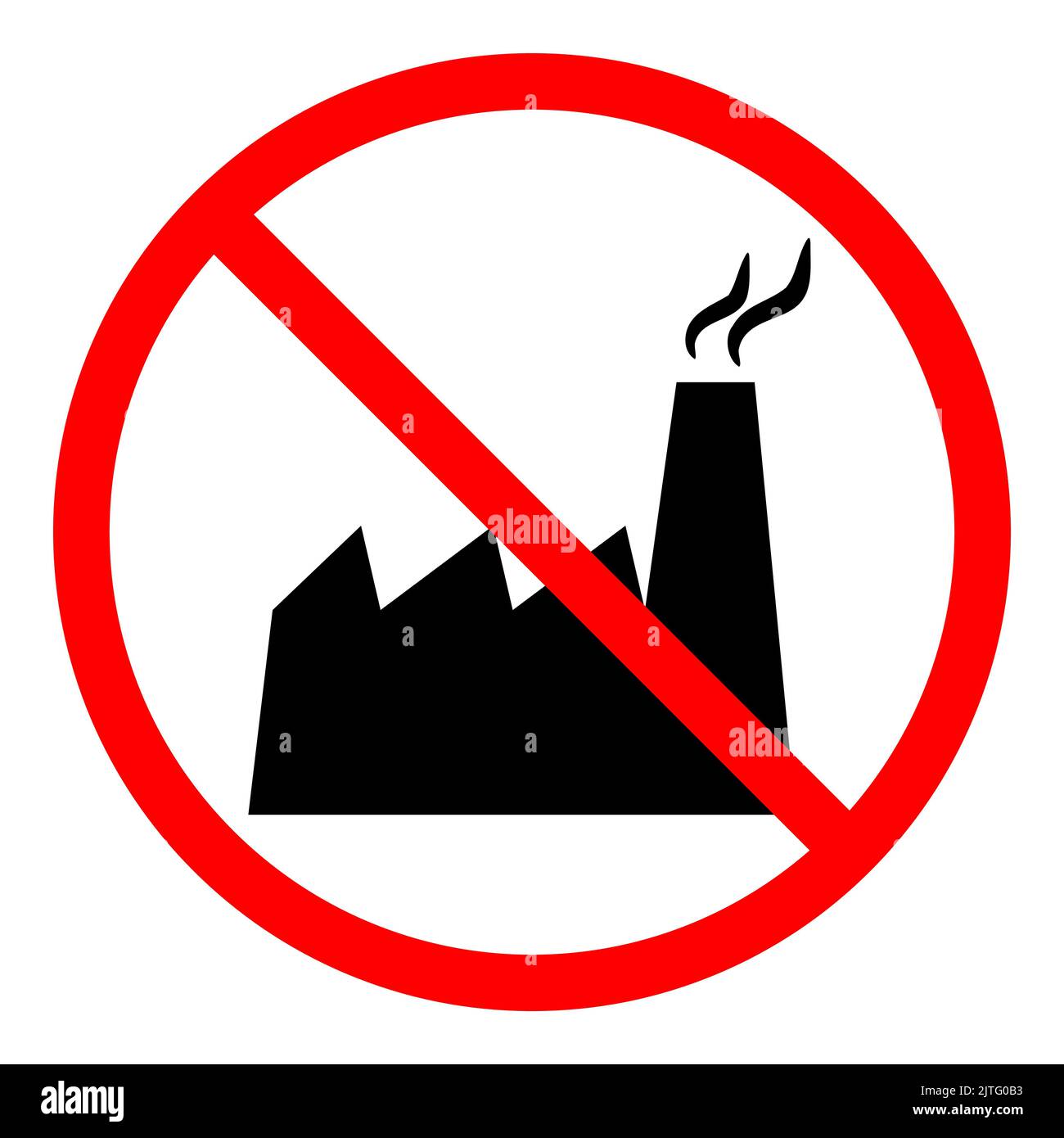 Factory ban sign. Industry is forbidden. Prohibited sign of industry ...