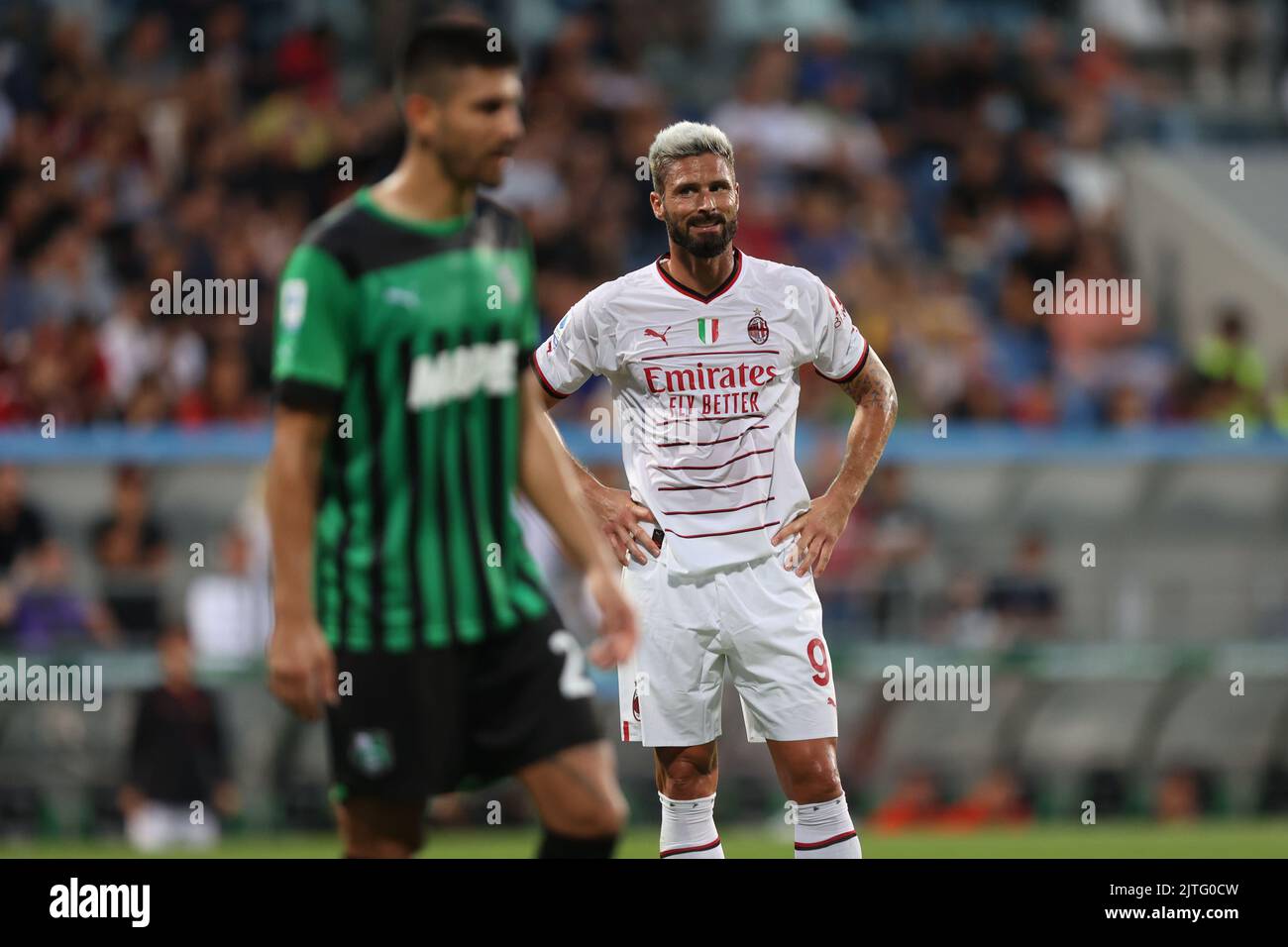MAPEI Stadium, Reggio Emilia, Italy, August 30, 2022, Olivier Giroud (AC MILAN) reacts during US ...