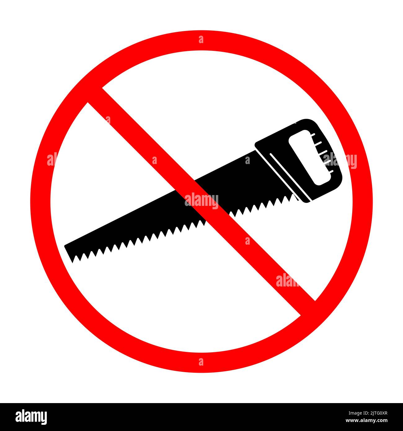 Hand saw ban sign. Hacksaw is forbidden. Prohibited sign of hand saw ...