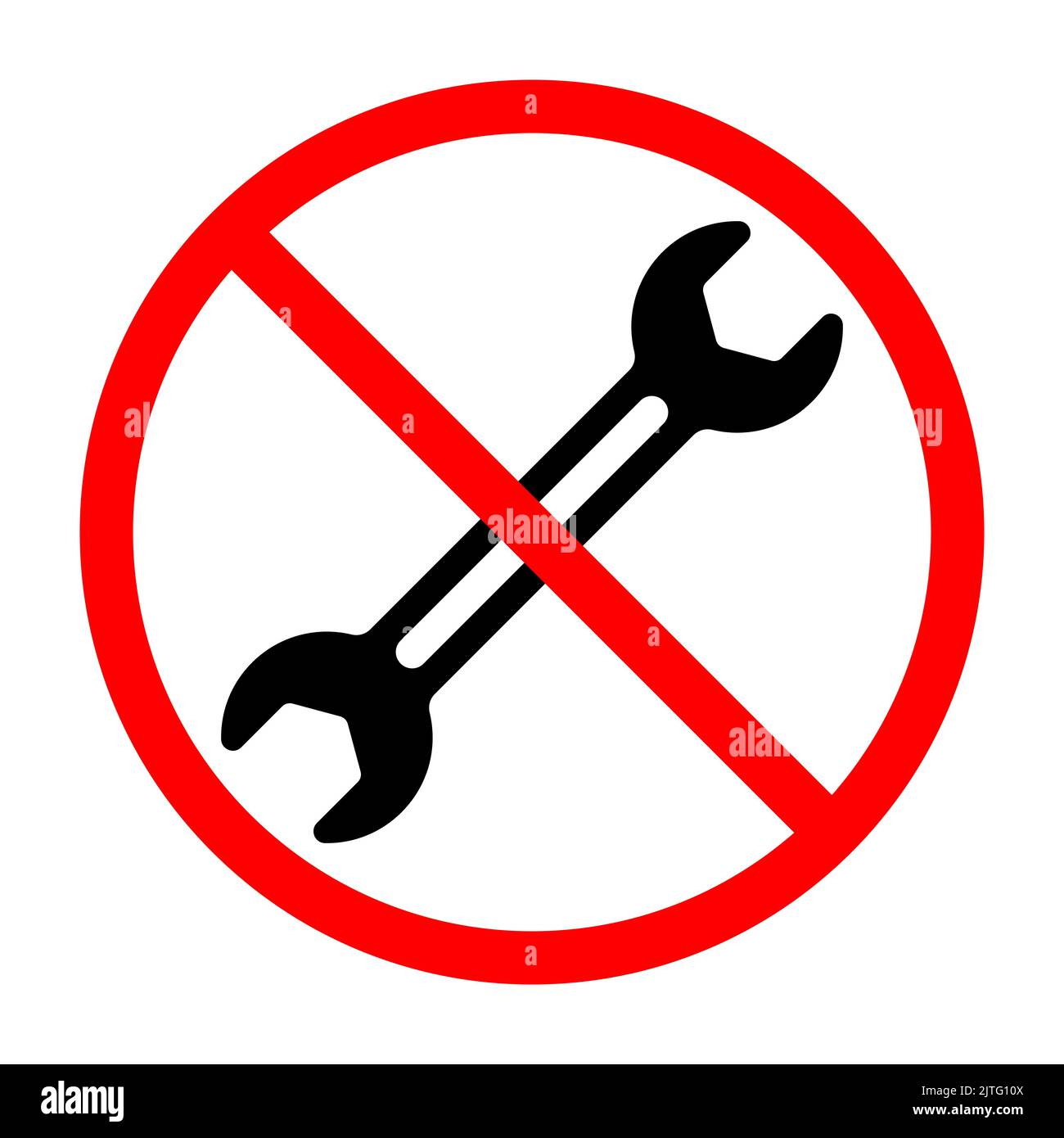 Wrench ban sign. Wrench is forbidden. Prohibited sign of wrench. Red ...
