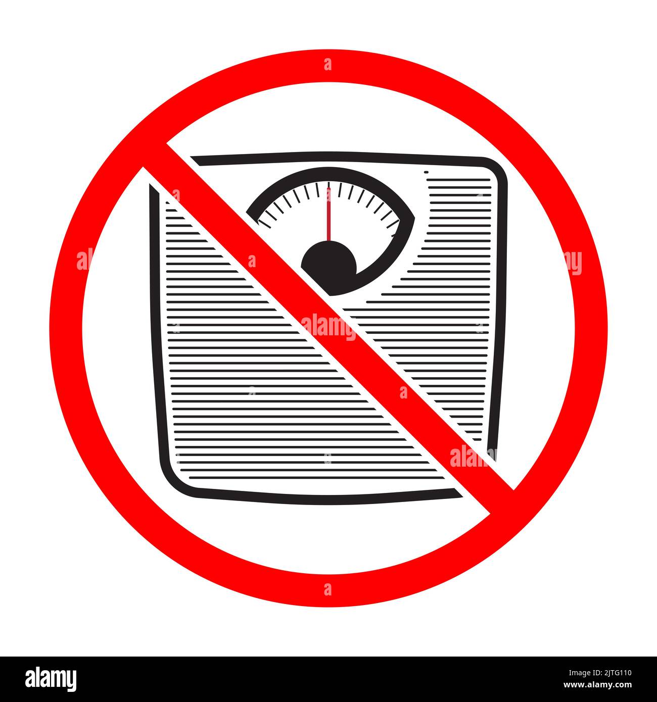 Weighing scale ban sign. Weighing scale is forbidden. Prohibited sign ...