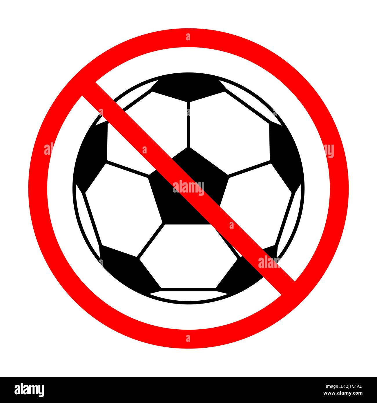 Soccer ban sign. Soccer ball is forbidden. Prohibited sign of ball. Red ...