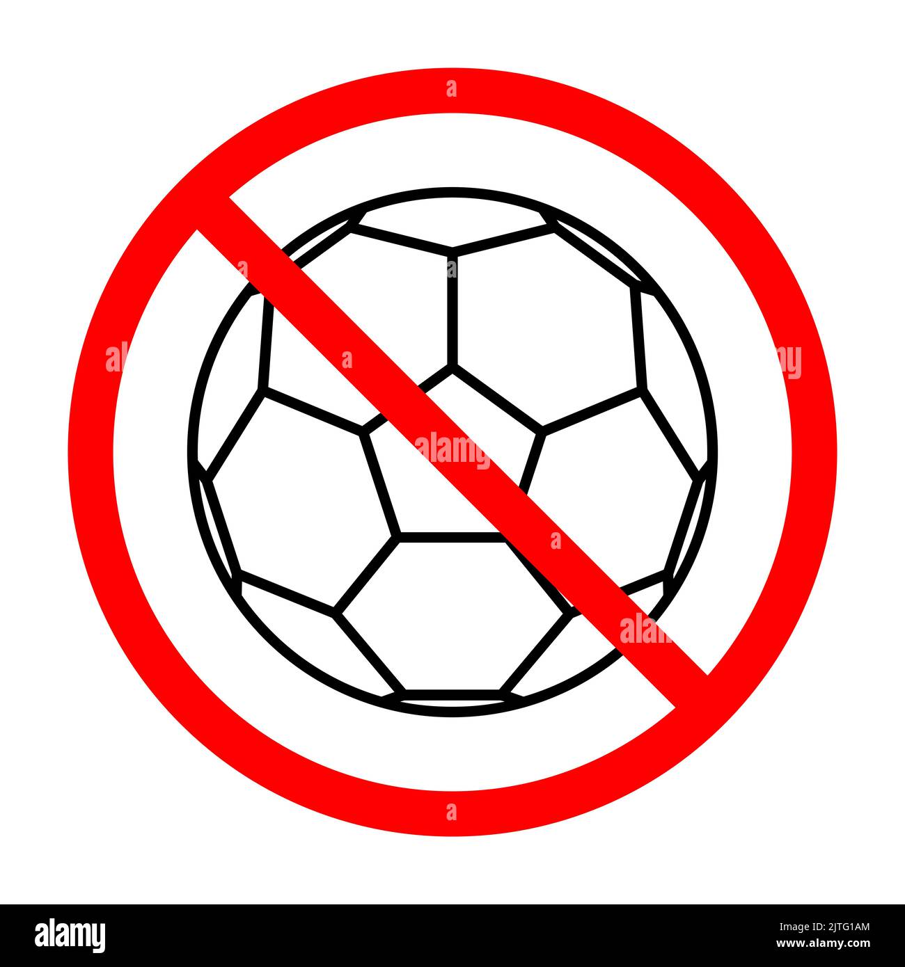 Soccer ban sign. Soccer ball is forbidden. Prohibited sign of ball. Red ...